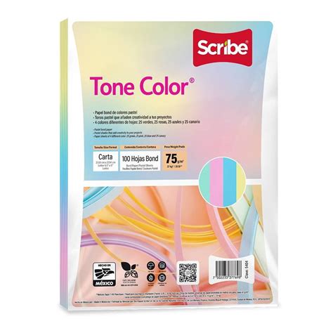 Paquete de Hojas de Color Scribe Tonecolor Tamaño Carta 100 Hojas Walmart