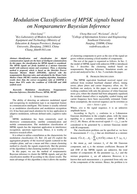 pdf modulation classification of mpsk signals based on nonparametric bayesian inference