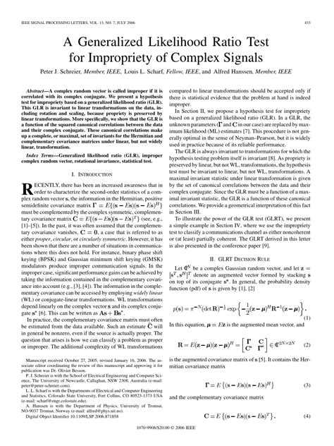 generalized likelihood ratio test