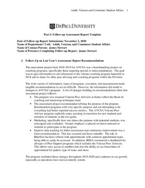 Fillable Online Offices Depaul Annual Assessment Report Template
