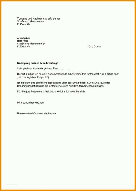 Einzigartig Arbeitsvertrag K Ndigung Muster Kuendigungsschreiben 737231