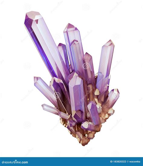 3d Render Abstract Purple Amethyst Crystals Faceted Gem Geology