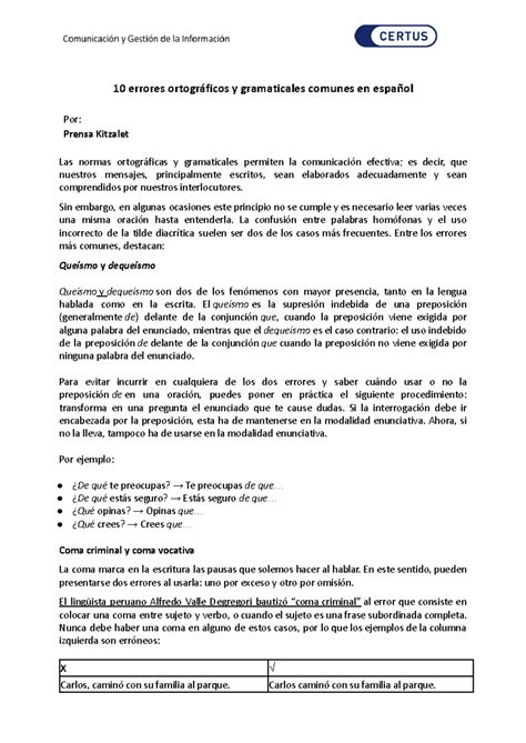 S6 10 errores ortográficos y gramaticales más comunes lectura 10