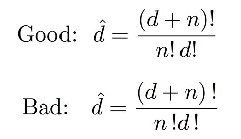 [tex latex] factorial spacing inside equation math solves everything