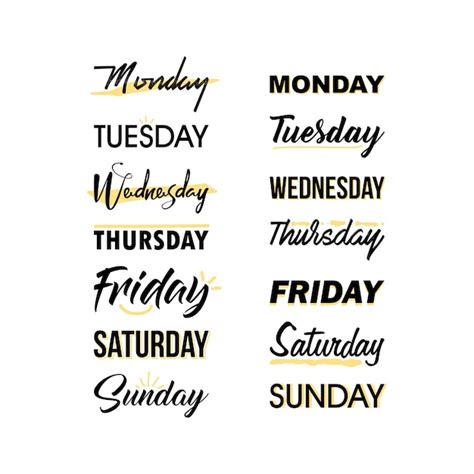 Premium Vector Hand Lettering Days Of Week Monday Tuesday Wednesday