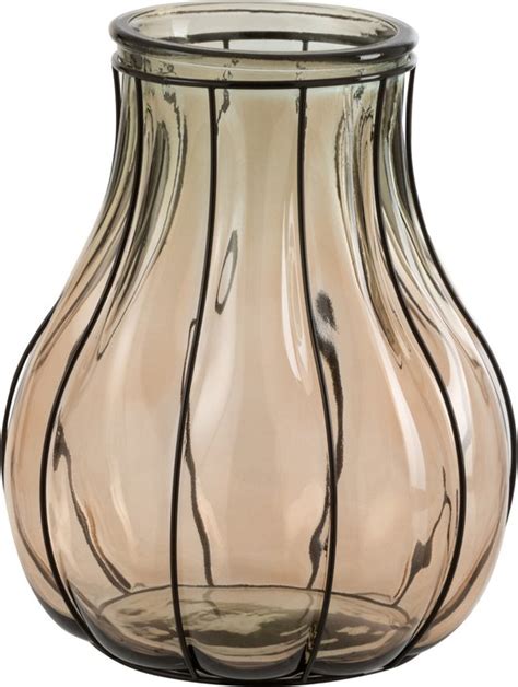 J Line Vaas Fusion Glas Metaal Taupe Small Bloemenvaas 30 Cm Hoog