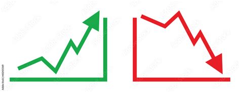 Graph Going Up And Down Sign With Green And Red Arrows Vector Flat