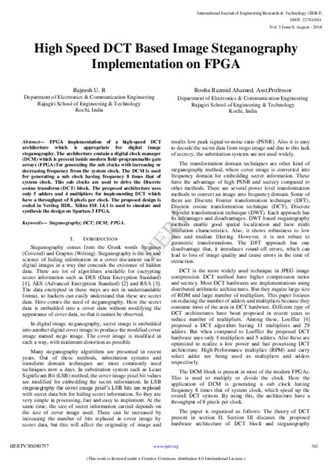 pdf ijert high speed dct based image steganography implementation on fpga ijert journal