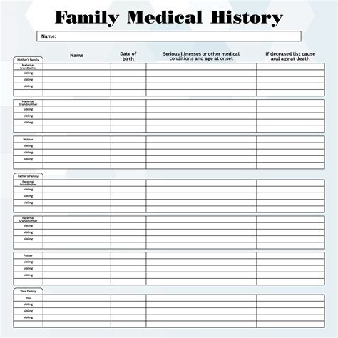 Free Printable Medical History Forms Printable Forms Free Online
