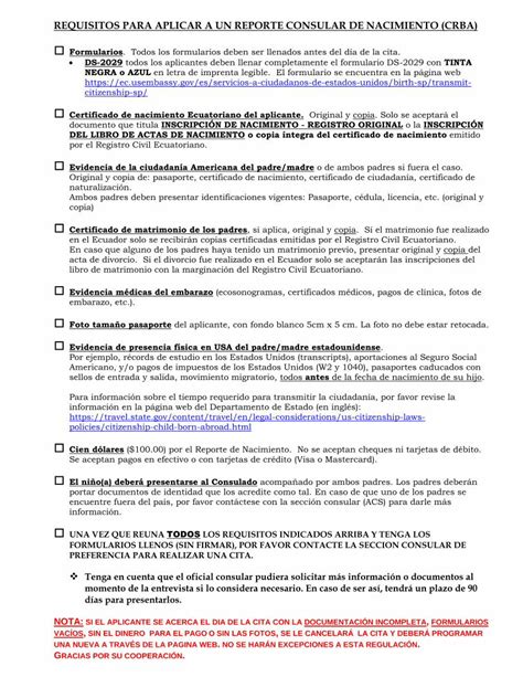 PDF REQUISITOS PARA APLICAR A UN REPORTE CONSULAR DE Evidencia