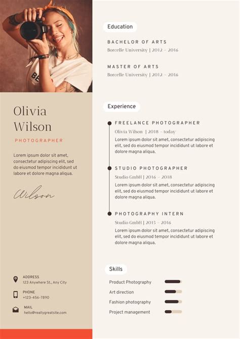 Free Printable Customizable Photo Resume Templates Canva