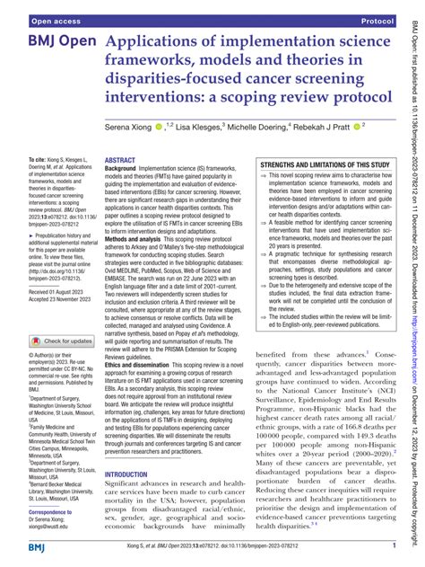 pdf applications of implementation science frameworks models and theories in disparities