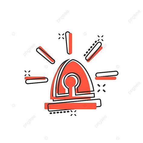 Comicstyle Emergency Siren Icon On White Background Line Sign Isolated