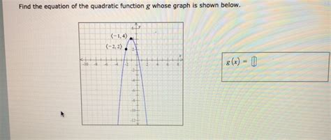 solved find the equation of the quadratic function g whose