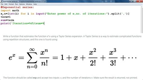 python program to evaluate exponential series youtube