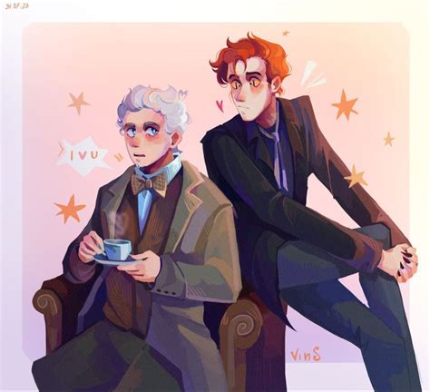 Crowley and Aziraphale в 2024 г Фан арт Фенди Рисование