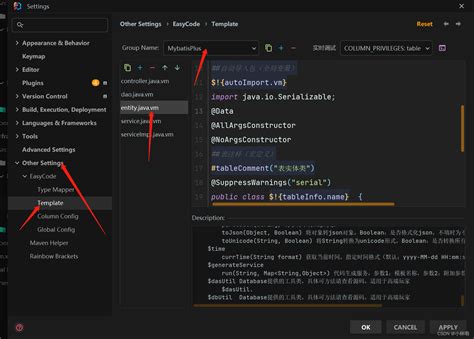 mybatisplus使用easycode 极客之音