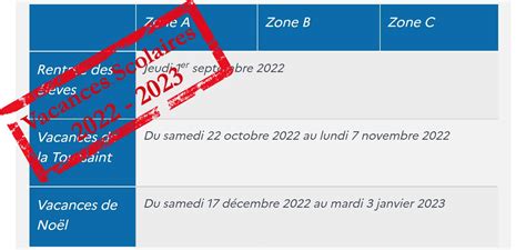 Le calendrier des vacances scolaires 2022 2023 en détail Actu du