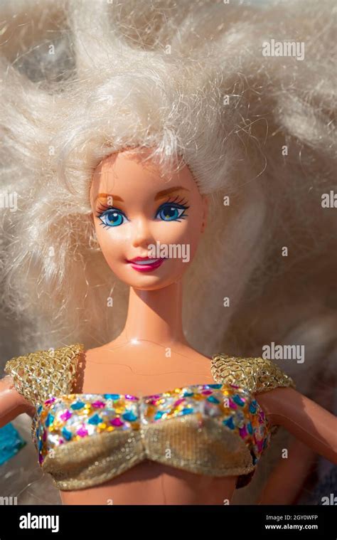 Close Up Of A Barbie Doll Face With Blonde Hair Stock Photo Alamy