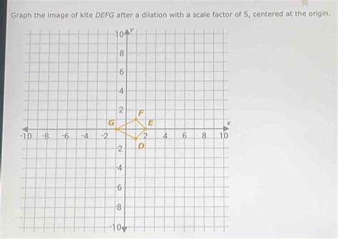 solved graph the image of kite defg after a dilation with a scale factor of 5 centered at the