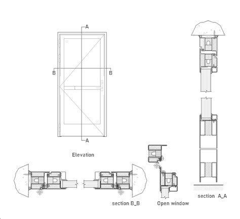 Cam kapı plan ve kesiti DWG CAD Detay Ücretsiz İndir