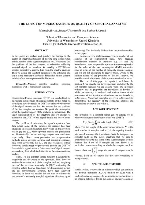 pdf the effect of missing samples on quality of spectral analysis