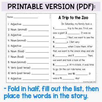 Fill In The Blank Stories Digital Game Fun End Of Year Writing