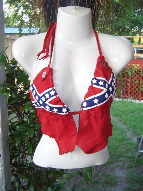 Confederate Rebel Flag Deerskin Leather Bikini Top