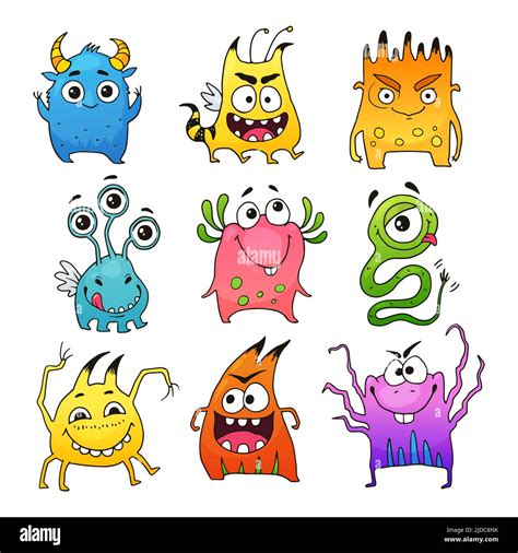 Vector Conjunto De Monstruos De Dibujos Animados Lindo Personajes