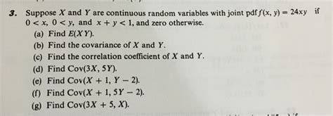 solved suppose x and y are continuous random variables with