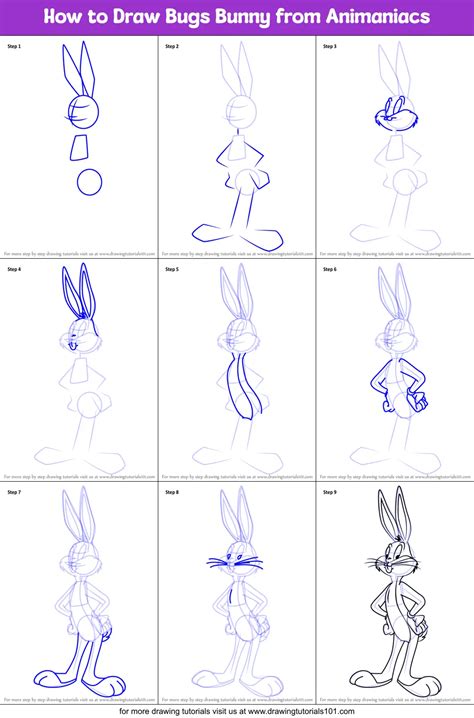 How To Draw Bugs Bunny From Animaniacs Printable Step By Step Drawing