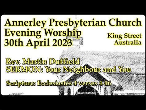 30 April 2023 EVENING SERVICE St John S Annerley Presbyterian Church