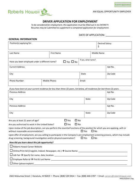 Fillable Online DRIVER APPLICATION FOR EMPLOYMENT Imgix Fax Email
