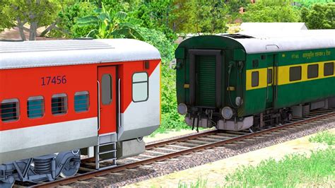 ICF GARIB RATH Coupling LHB RED Coach BUMPY RAILROAD Train