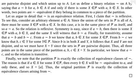 theorem 92 suppose that ∼ is an equivalence relation