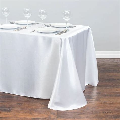 White Satin Table Cloth Rectangle Wedding Party Decorations Table Cover