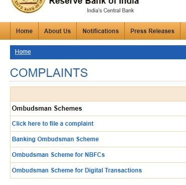 Rbi Ombudsman Complaint Id Number Online Offline Process