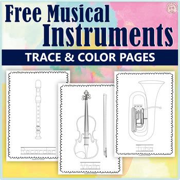 Free Musical Instruments Trace And Color Pages By Anastasiya Multimedia