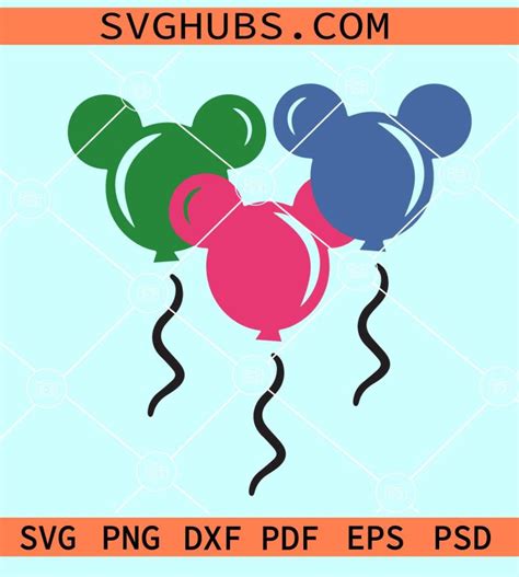 Mickey Mouse Balloons SVG 3 Mickey Balloons SVG Disney Balloons Svg