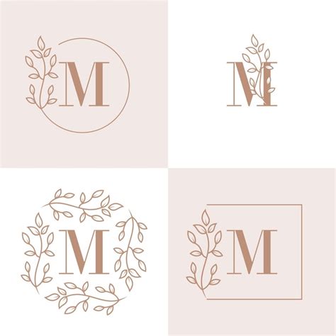 Diseño de logotipo de letra m de lujo con plantilla de fondo de marco