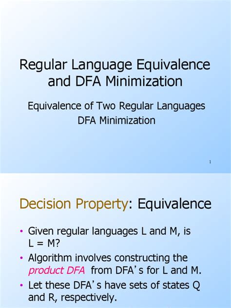 regular language equivalence and dfa minimization pdf formal methods models of computation