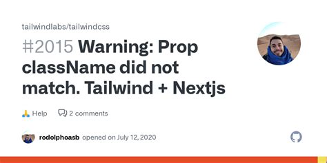 Warning Prop Classname Did Not Match Tailwind Nextjs Tailwindlabs
