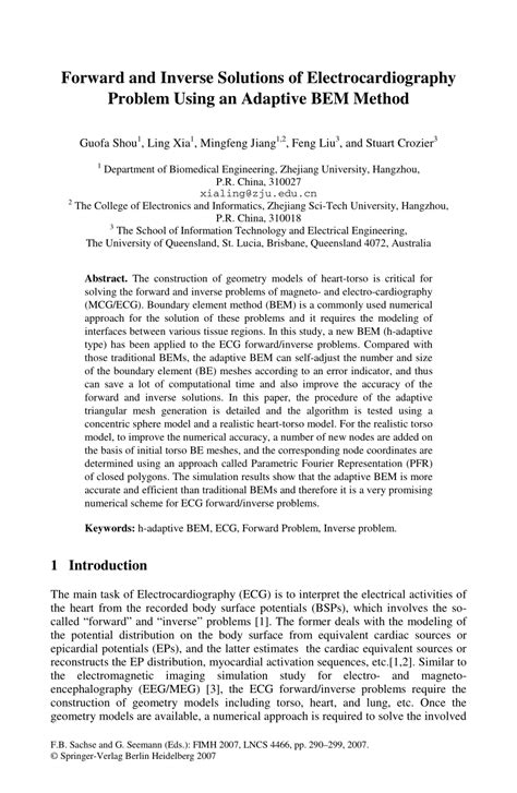 pdf forward and inverse solutions of electrocardiography problem using an adaptive bem method