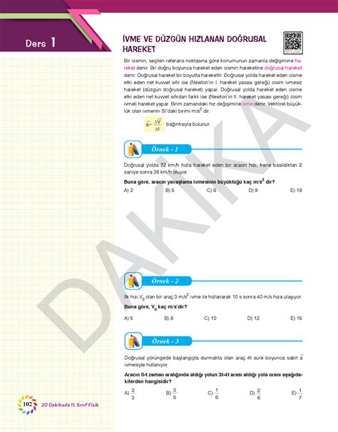 11 SINIF 20 DAKİKADA FİZİK ÖĞRENCİ DEFTERİ Dakika Yayınları