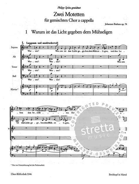 Zwei Motetten Op 74 Von Johannes Brahms Im Stretta Noten Shop Kaufen