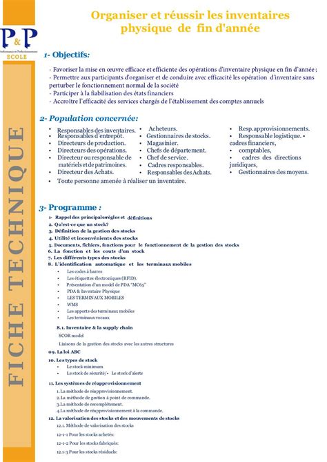 Fiche D Inventaire Physique Des Immobilisations Excel