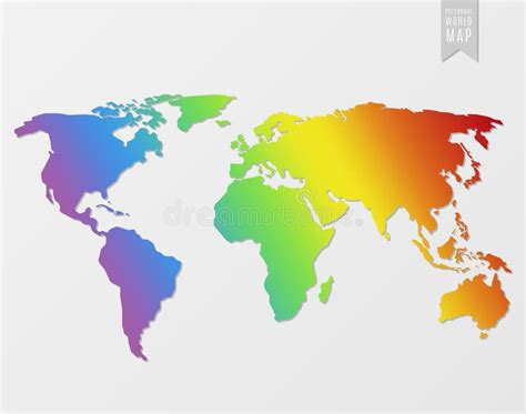 Mapa Do Mundo Colorido Dividido A Seis Continentes Em Cores Diferentes