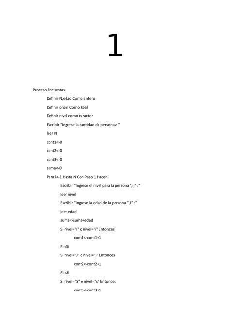 Examen Final Principios De Algoritmos Proceso Encuestas Definir N