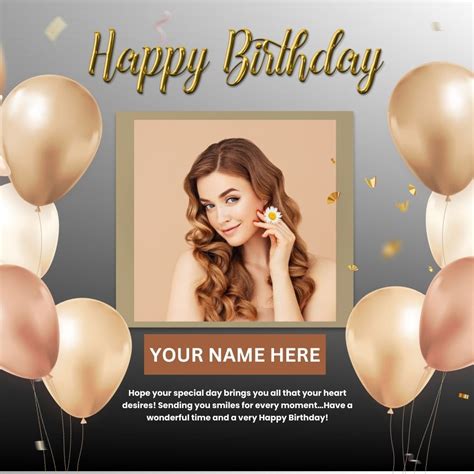 Happy Birthday Greeting Frame With Custom Photo And Name Mynamearts
