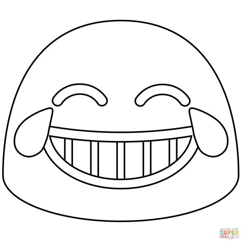 Kolorowanka Twarz ze łzami radości emoji Kolorowanki dla dzieci do druku